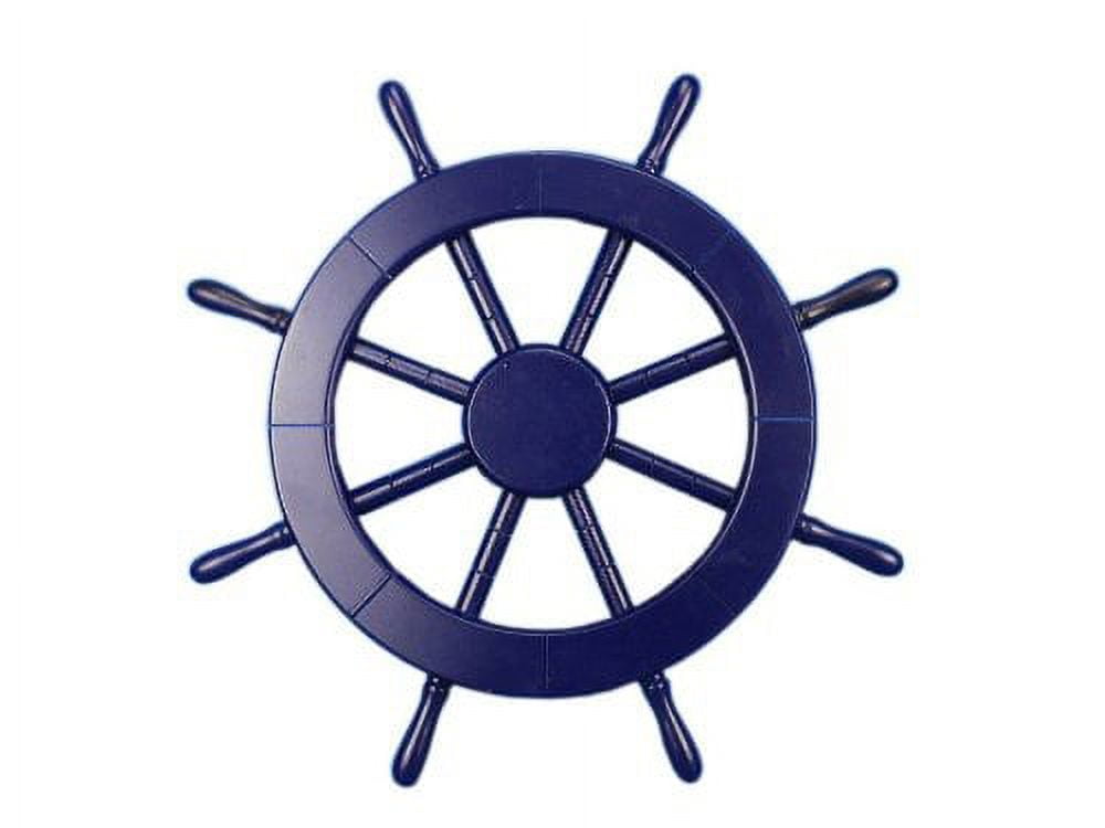 Nagina International 24" Nautical Antique Dark Blue Ship Wheel - Pirate ...
