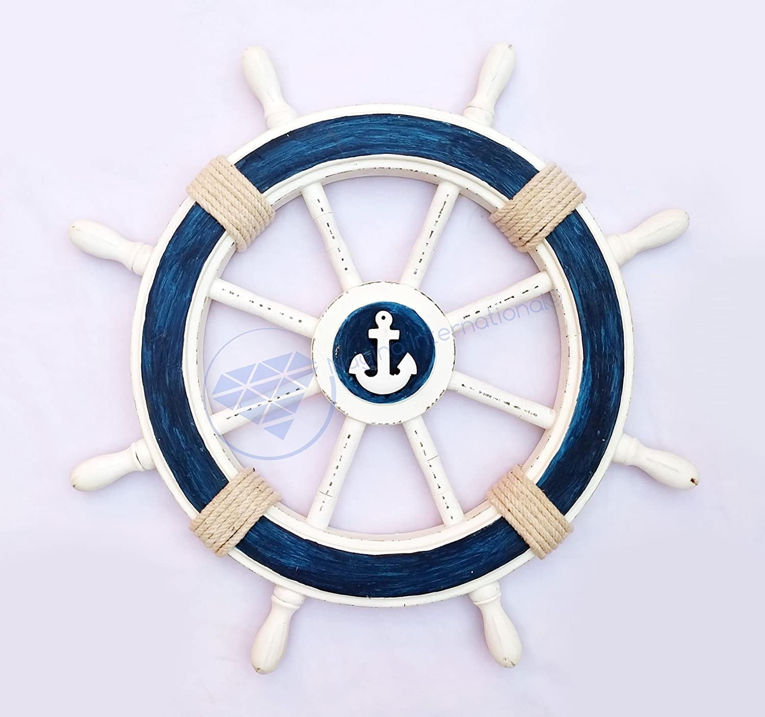 Nagina International 24" Nautical Decorative White Blue Premium Ship ...
