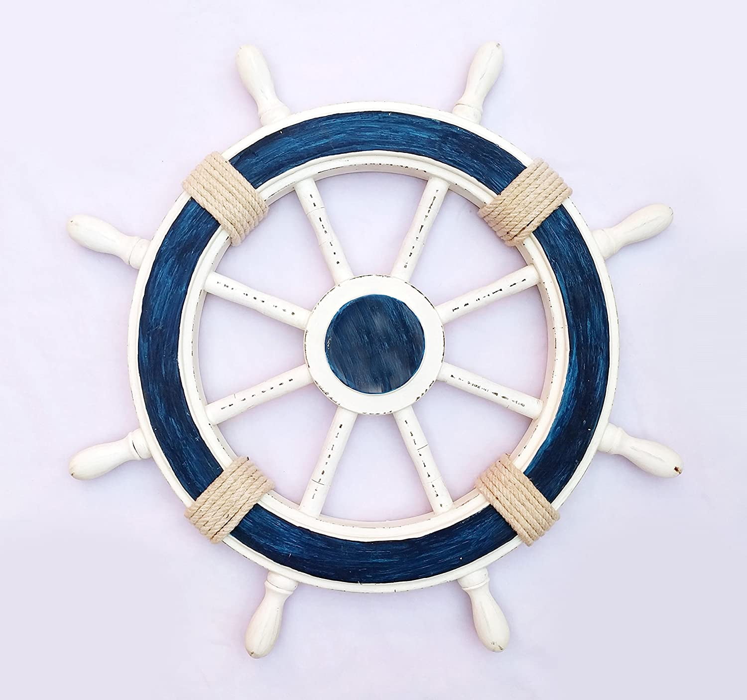Nagina International 24" Nautical Decorative White Blue Premium Ship ...