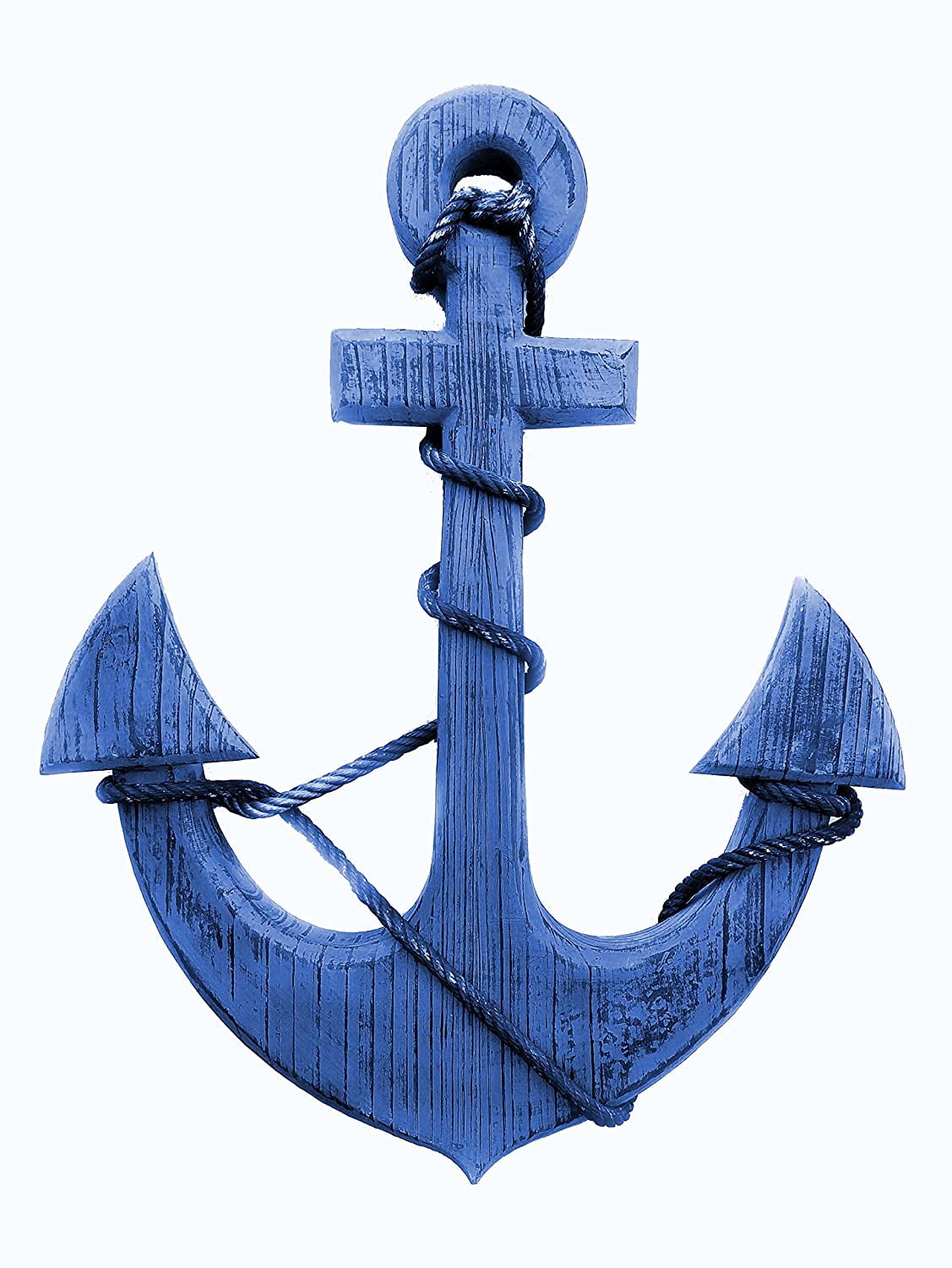 Nagina International Antique Light Blue Pine Wood Anchor With Rope ...