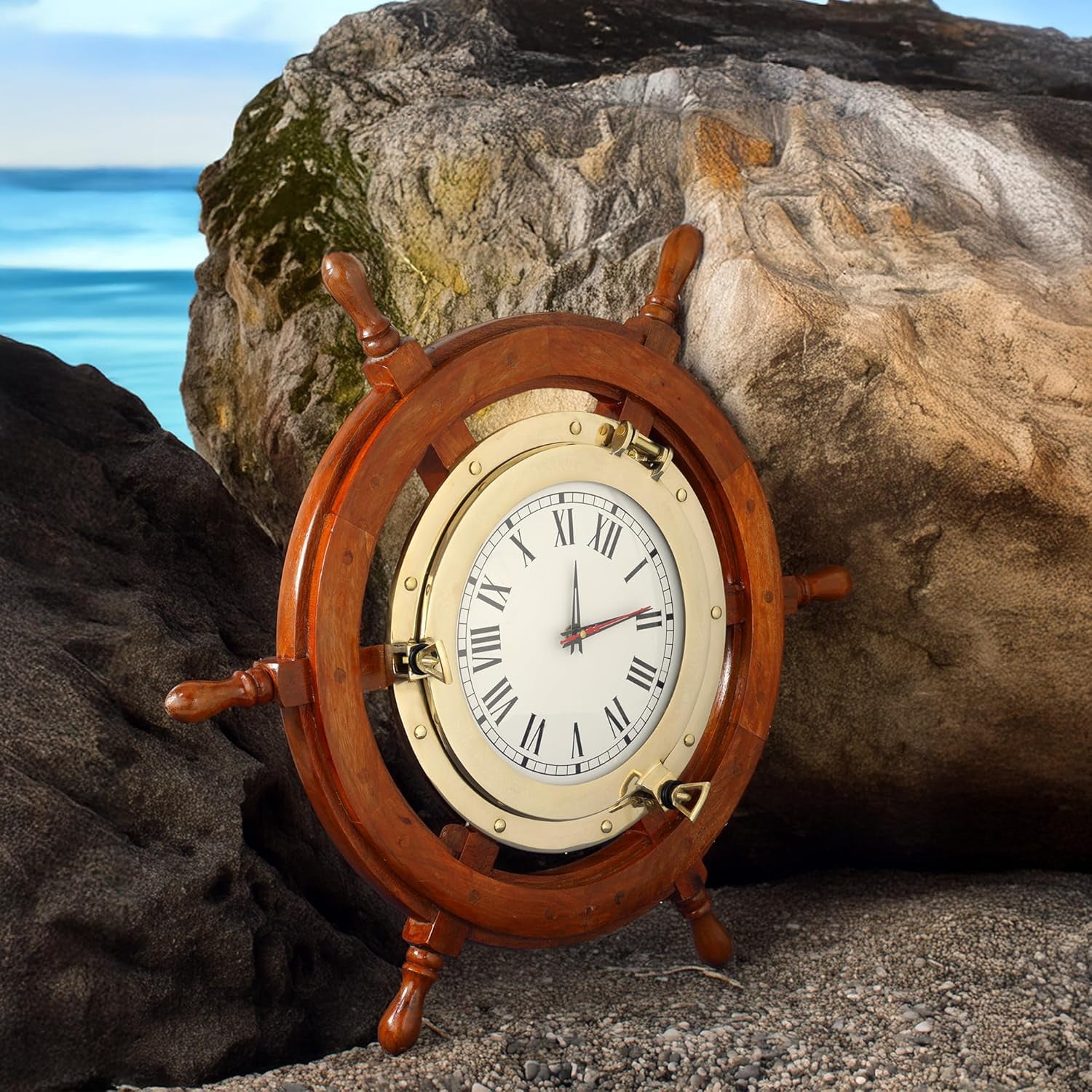 Nagina International Brass Nautical Full Porthole Tim'es Clock Ship ...