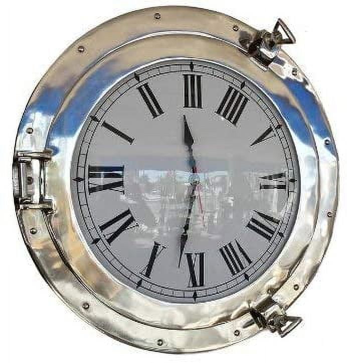 Nagina International Chrome Deluxe Class Porthole Clock 20" - Chrome ...