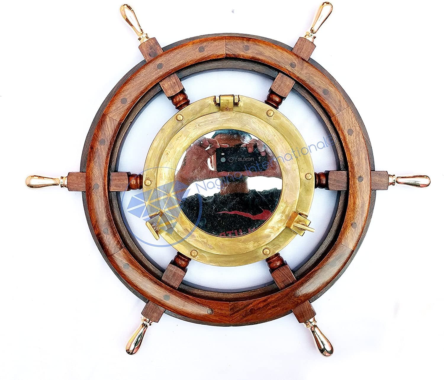 Nagina International Deluxe Rosewood Crafted Nautical Wooden Ship Wheel ...