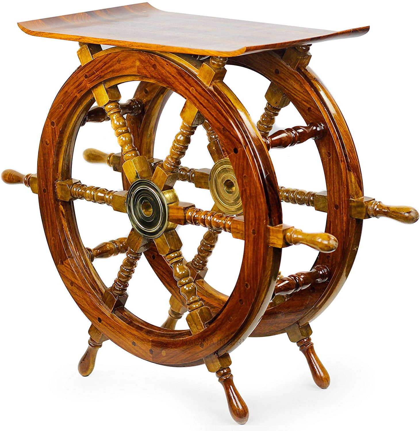 Nagina International, Handmade Indian Sheesham Pirate Ship Wheel End ...