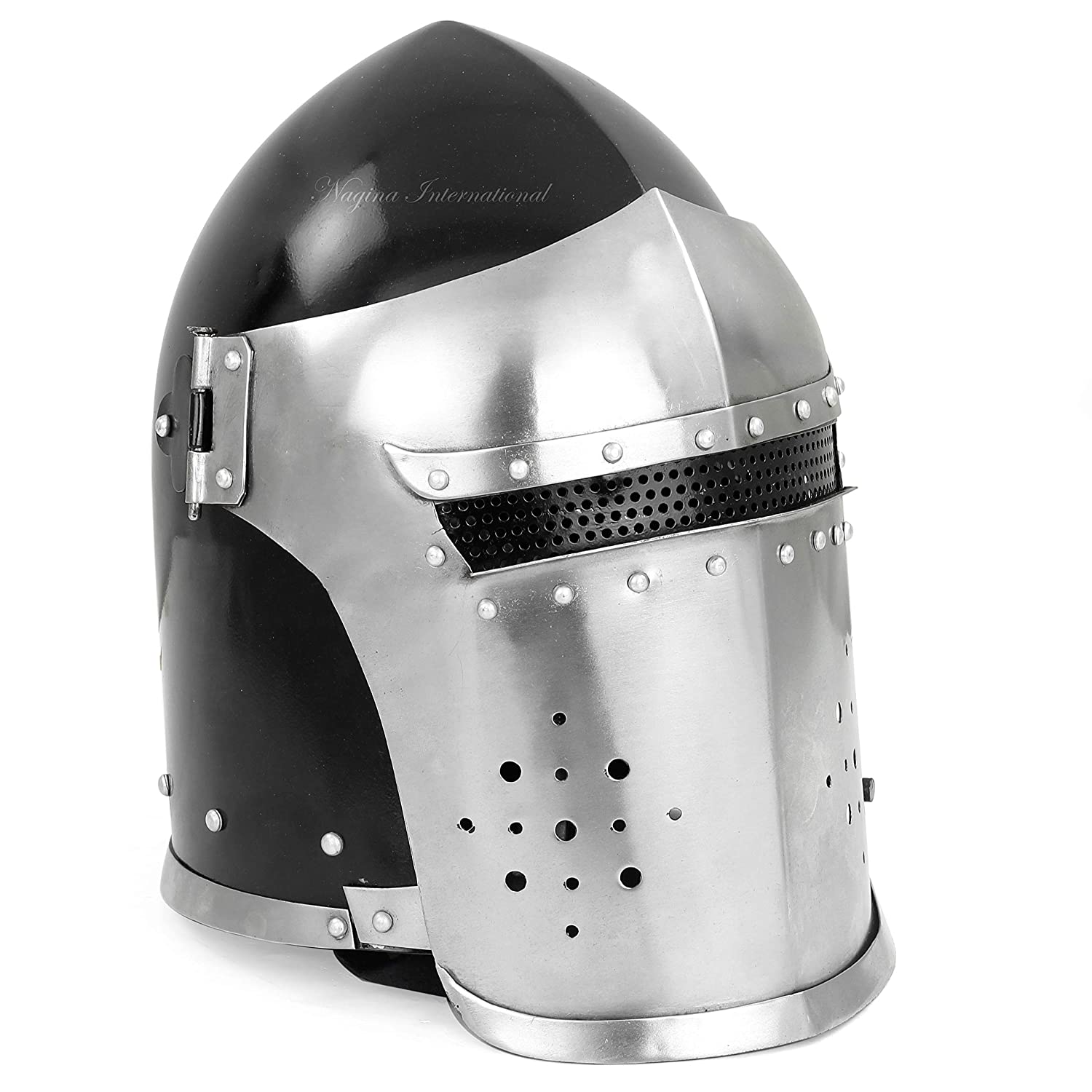 Nagina International Helmet Barbuta Visored Medieval Knight Armour ...