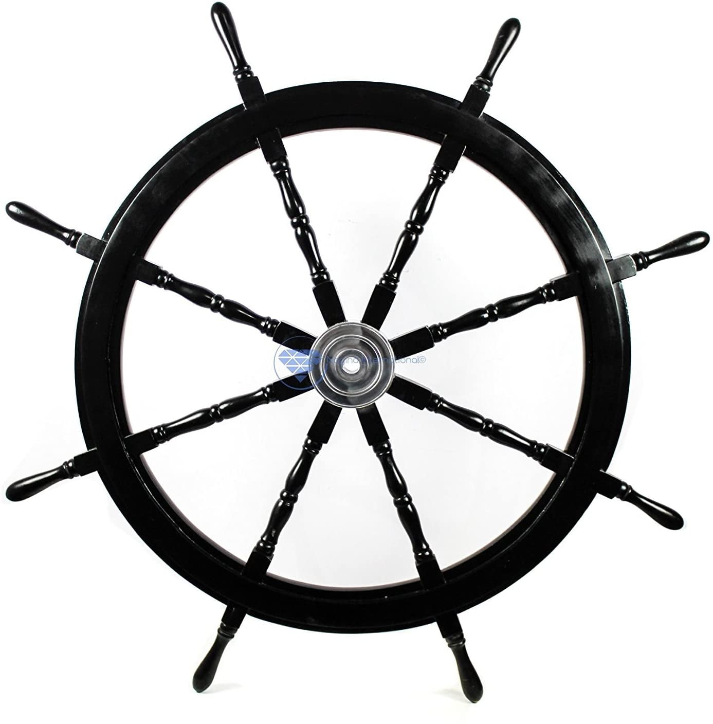 Nagina International Matt Black Premium Nautical Ship Wheel - Captain ...