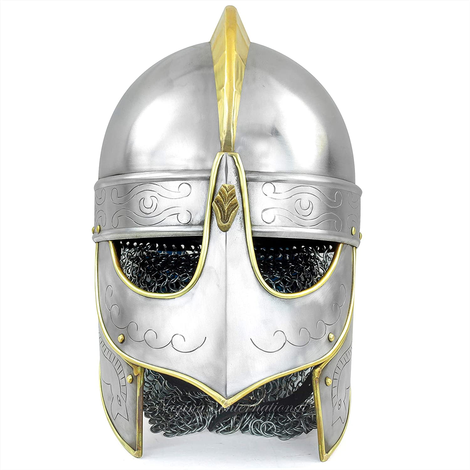 Nagina International Medieval Barbuta Visored Brushed Steel Knights ...
