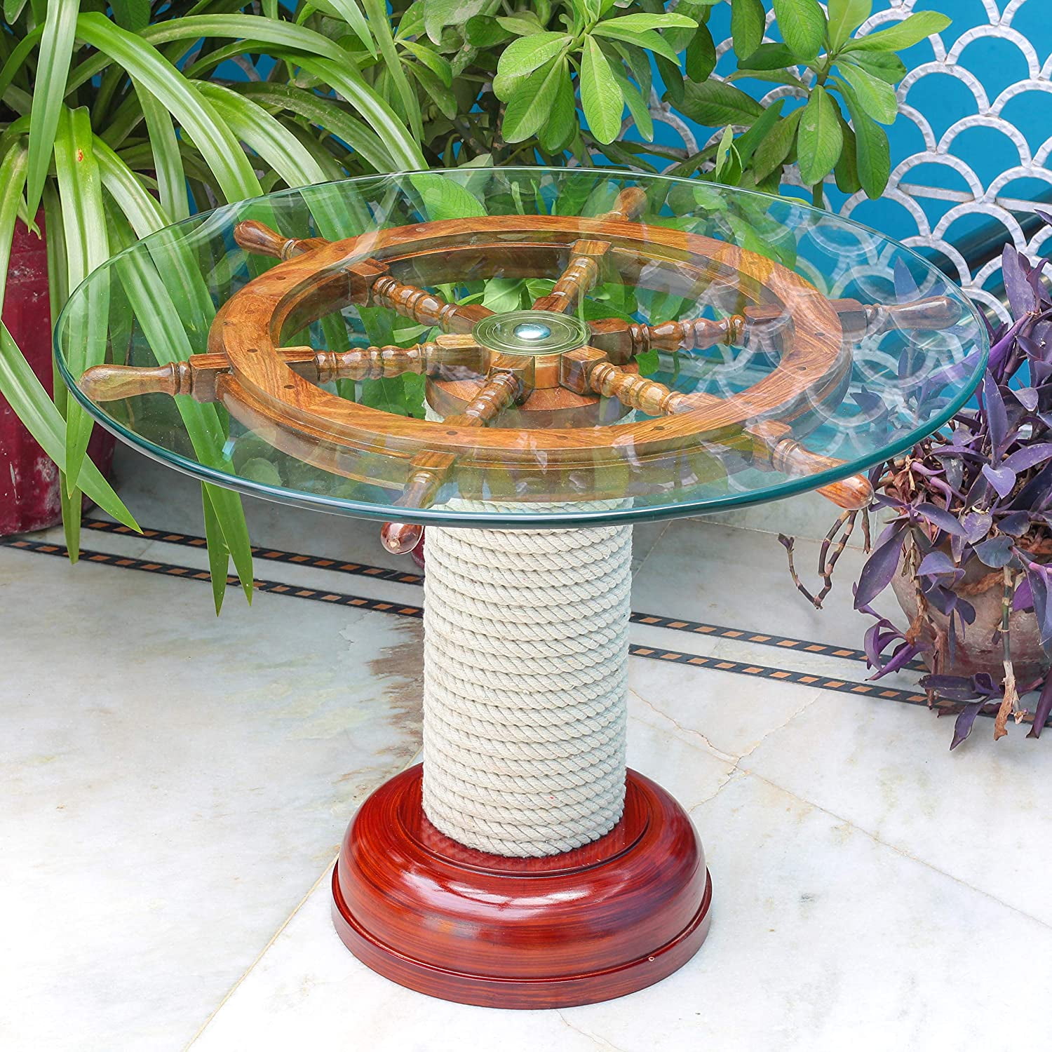 Nagina International Nautical Authentic Wood Crafted Coffee Table with ...