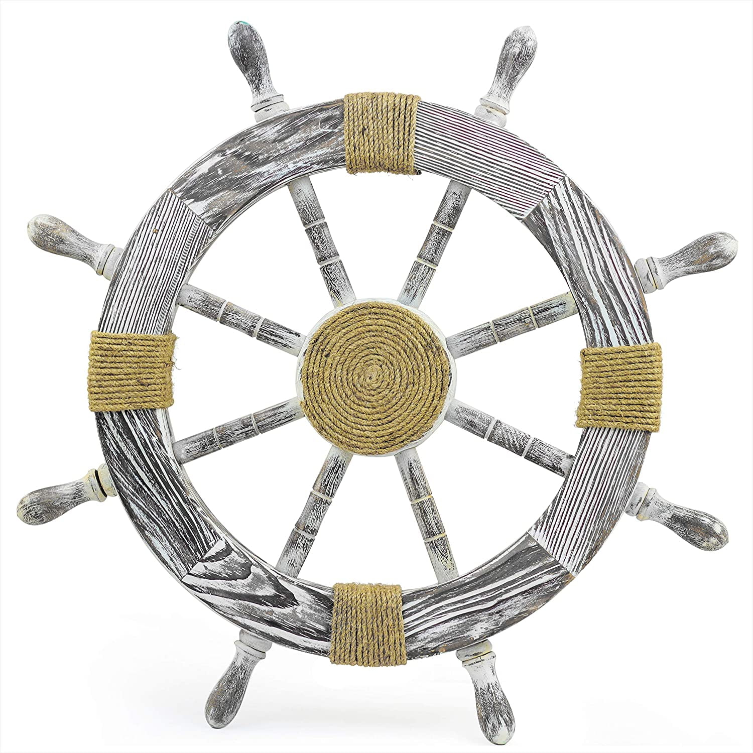 Nagina International Nautical Decorative Premium Pine Wood Ship Wheel ...