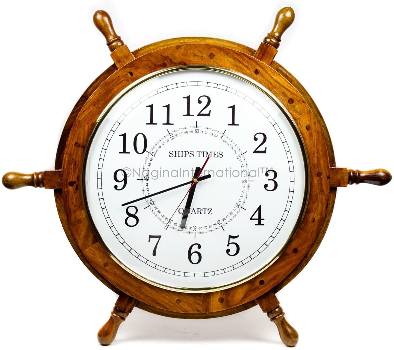 Nagina International Nautical Moon Light Blue Large Wooden Ship Wheel ...