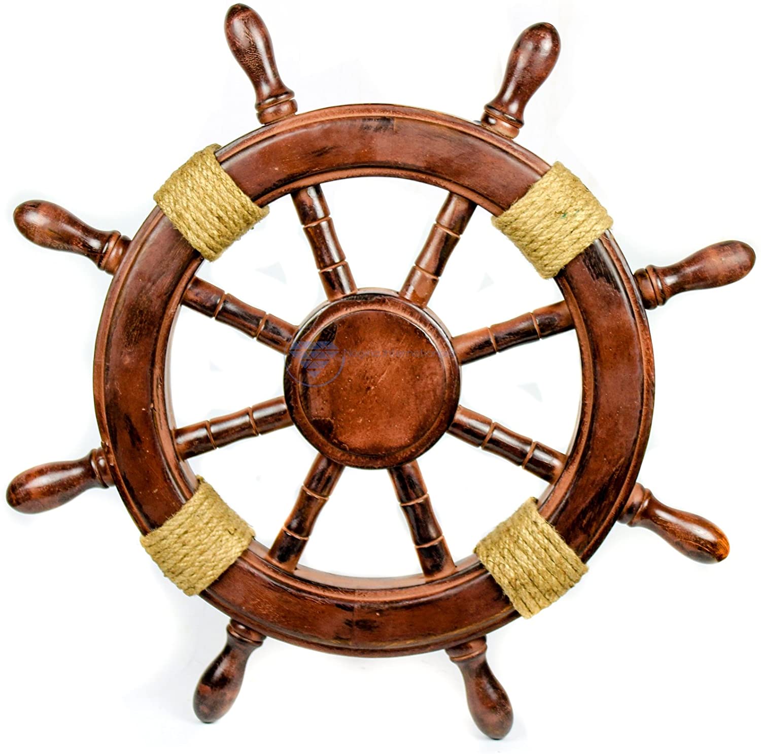 Nagina International Nautical Pine Wood Pirate Ship Wheels - Home Decor ...