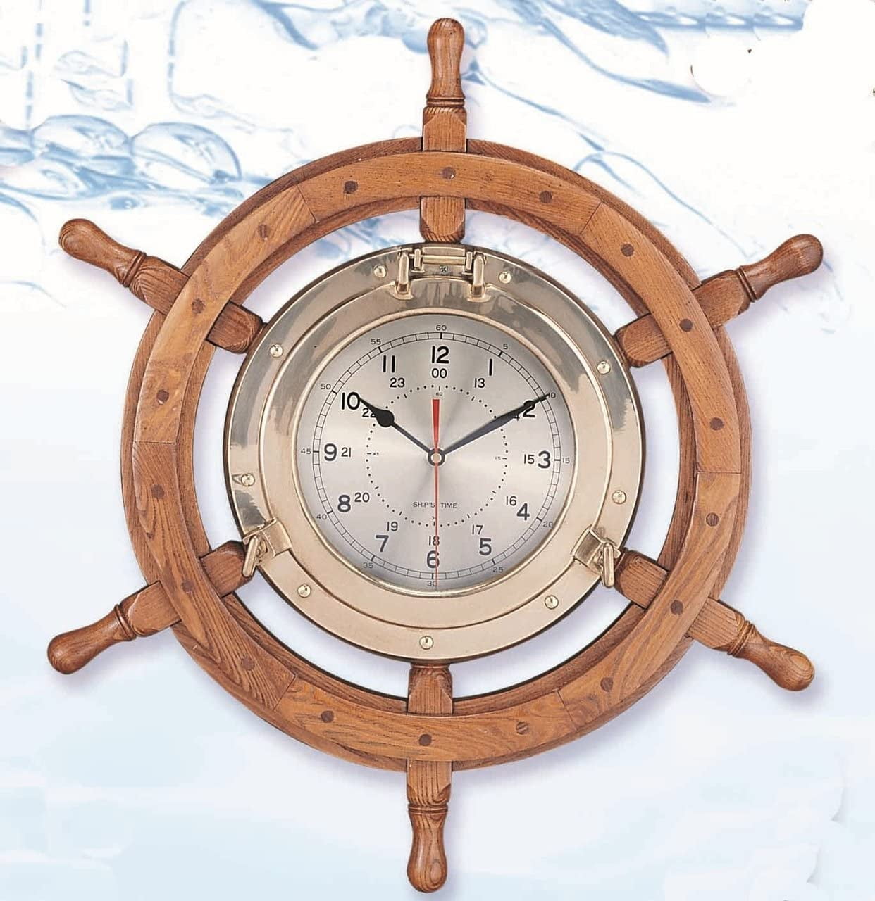 Nagina International Nautical Ships Wheel with Porthole Clock Deluxe - Walmart.com