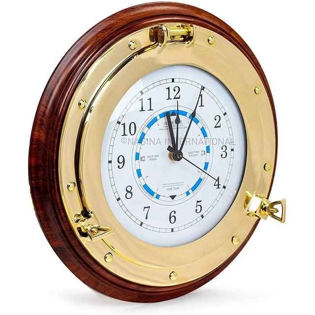 Nagina International Nautical Time Tide Clock On Premium Wooden Base ...