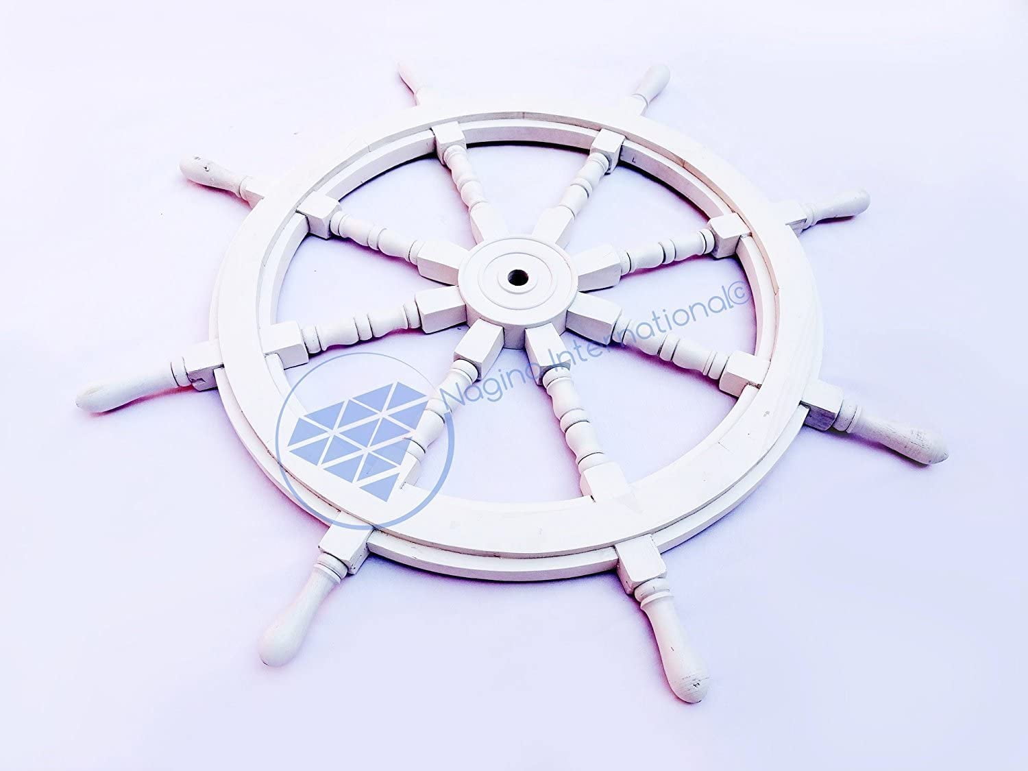 Nautical Vintage White Wood Crafted Pirate's Ship Wheel - Captain ...