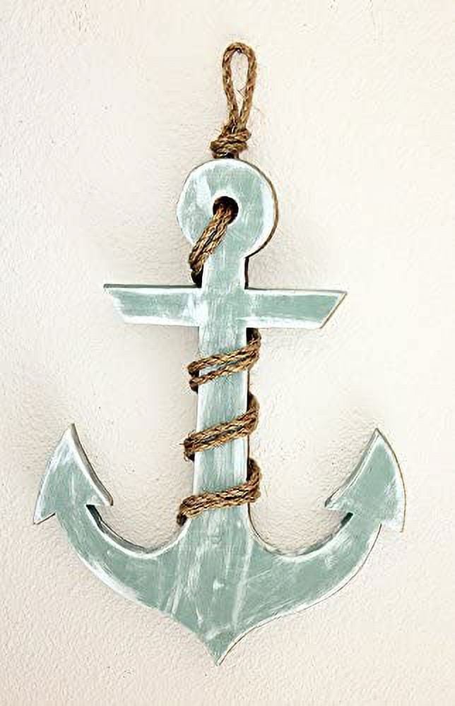 Nagina International Nautical Wood Anchor with Rope, Beach Decor ...