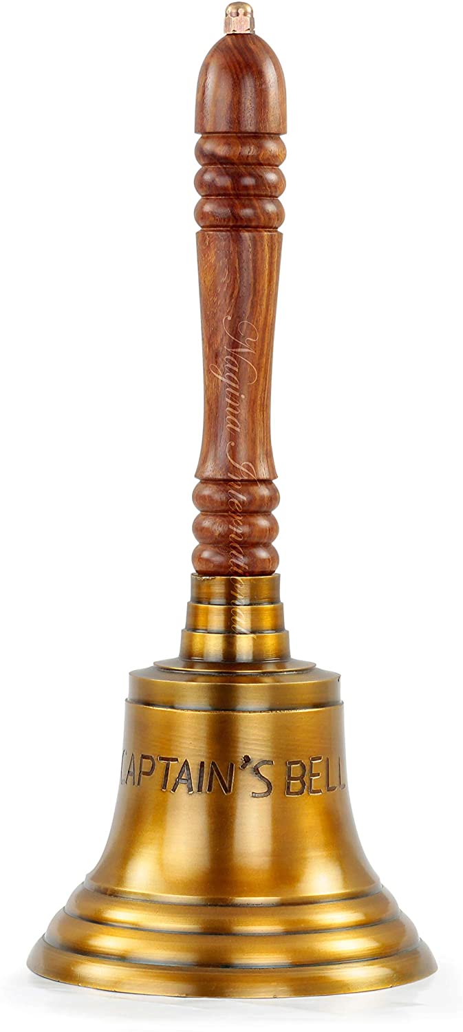 Nagina International Office Hand Bell | Aluminum Cast Antique Brushed ...
