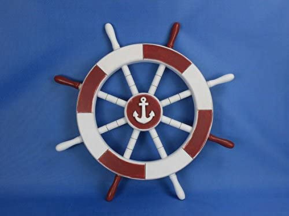 Nagina International Painted Wooden Ship Wheels 18" w/Anchor, Palm Tree ...