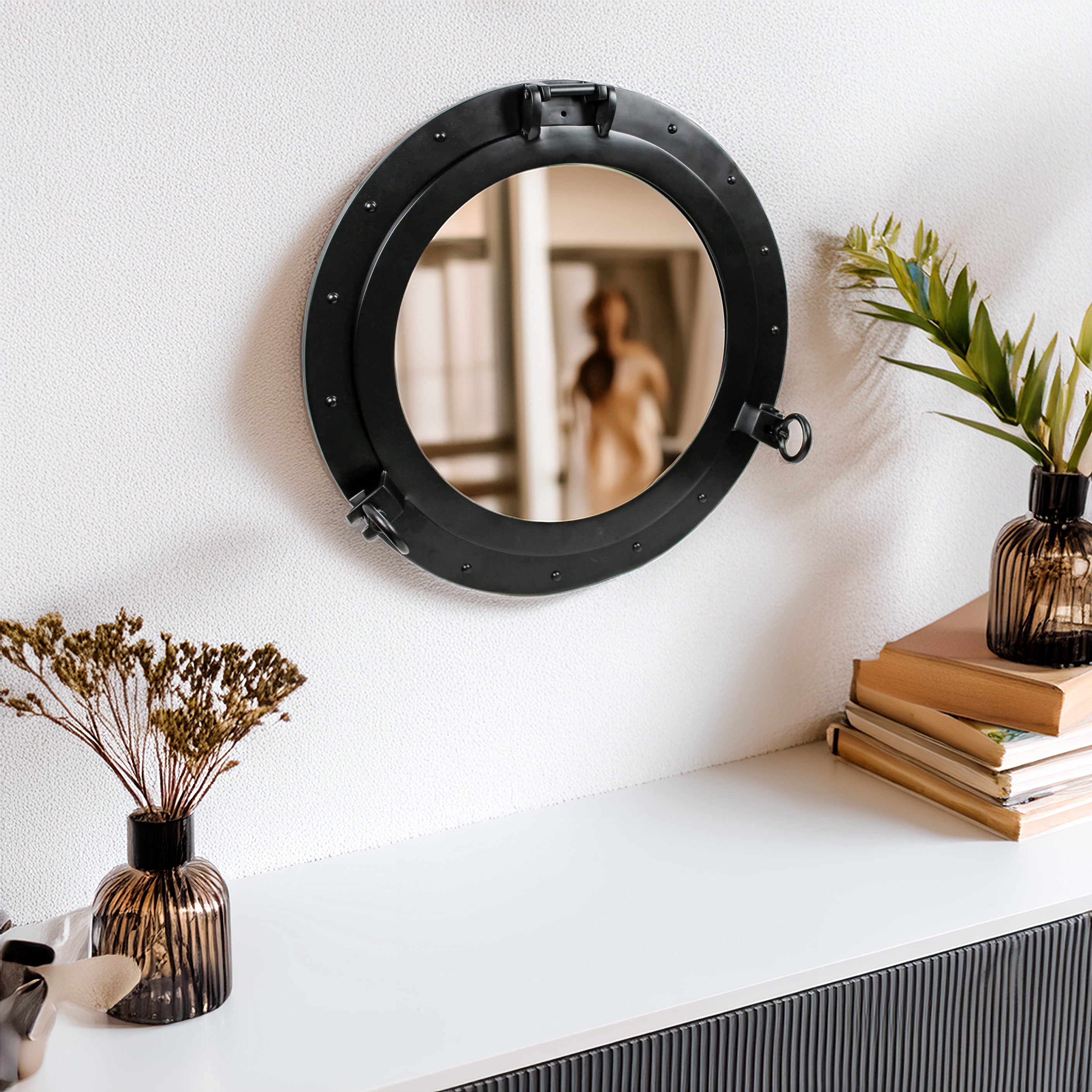 Nagina International Premium Matte Black Nautical Porthole Wall Mounted ...