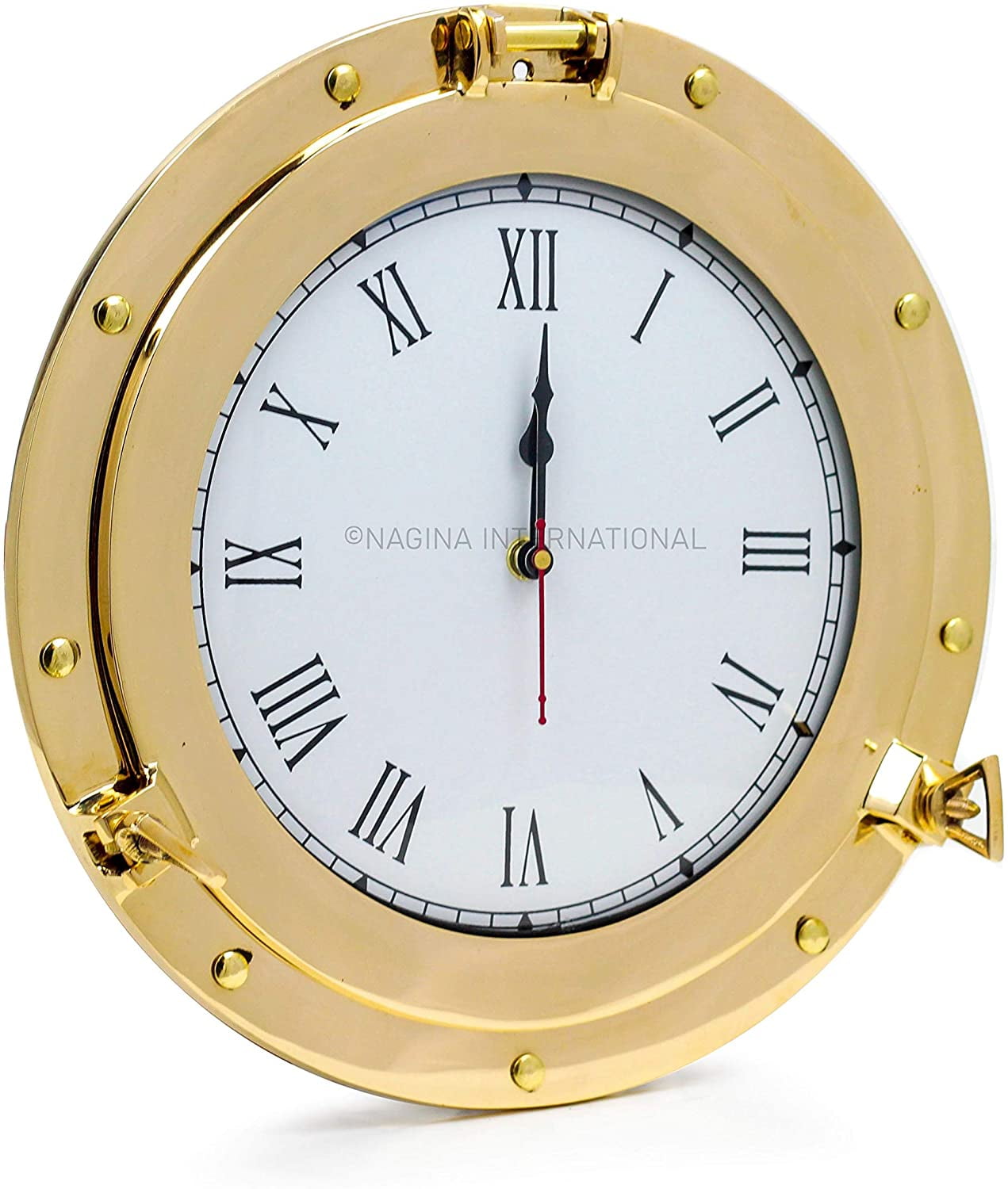 Nagina International Premium Nautical Brass Porthole Clock | Pirate ...