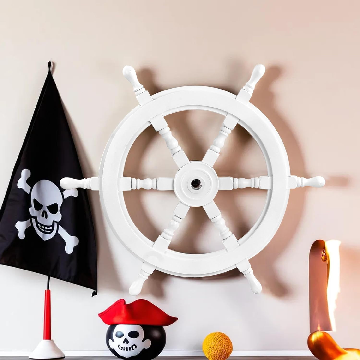 Nagina International White Washed Ship Wheel Wood Ship's Wheels/Wood ...