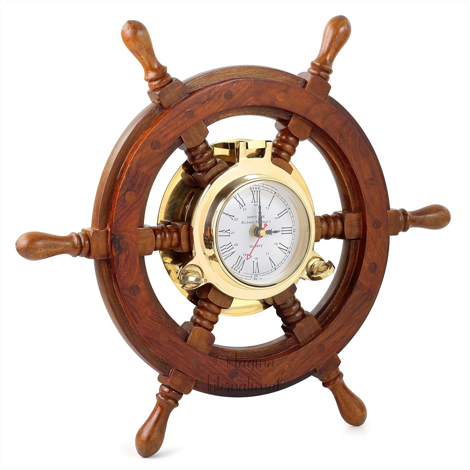 Nagina International Wood Crafted Nautical Solid Brass Porthole Time ...