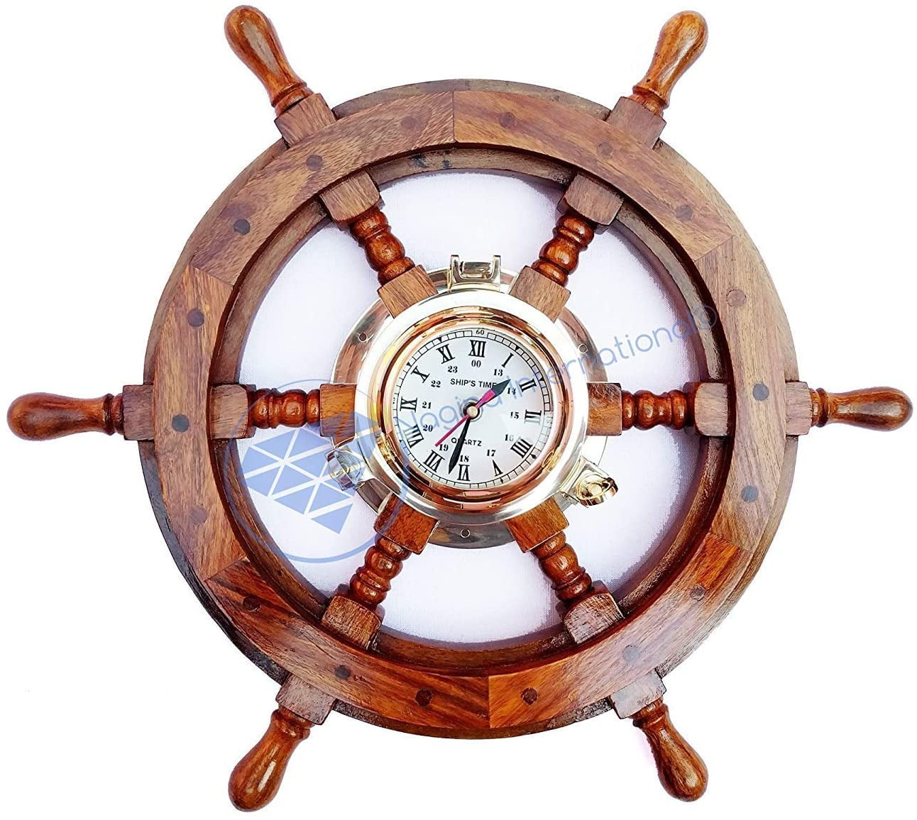 Nagina International Wood Crafted Nautical Solid Brass Porthole Time ...