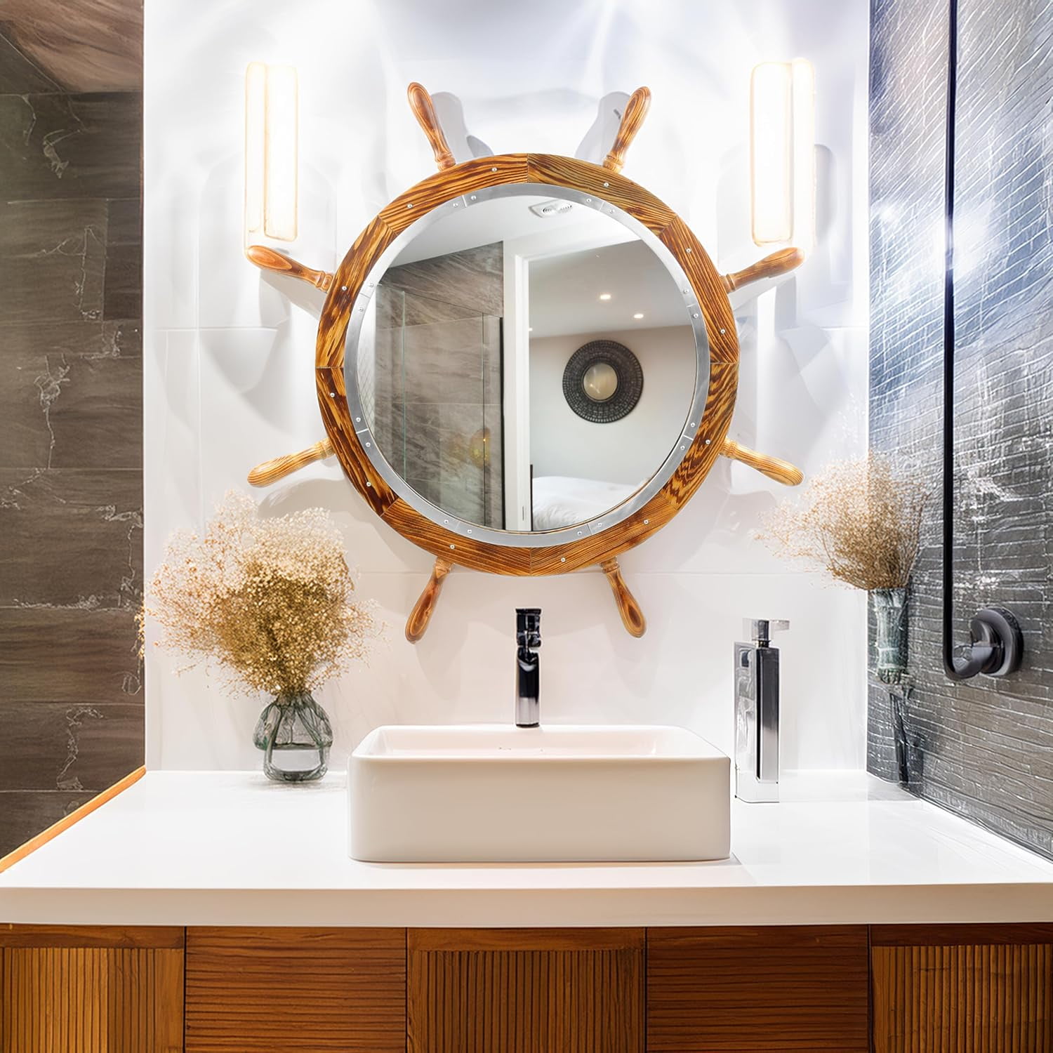 Nagina International Wooden Antique Brown Torched Santorini Beautiful ...