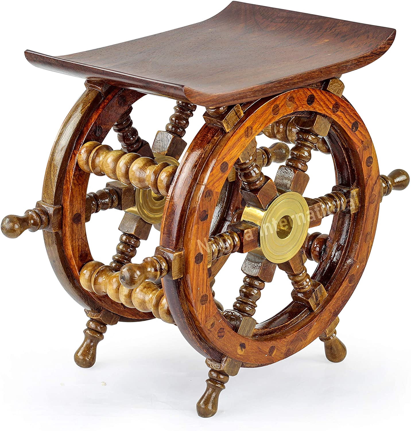 Nagina International 12-Inch Wooden Handcrafted Nautical Round Ship ...