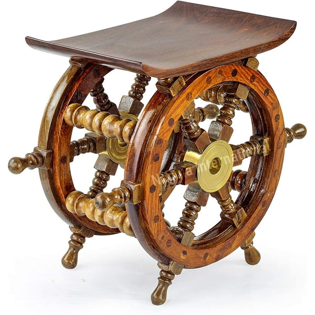 Nagina International 12-Inch Wooden Handcrafted Nautical Round Ship ...