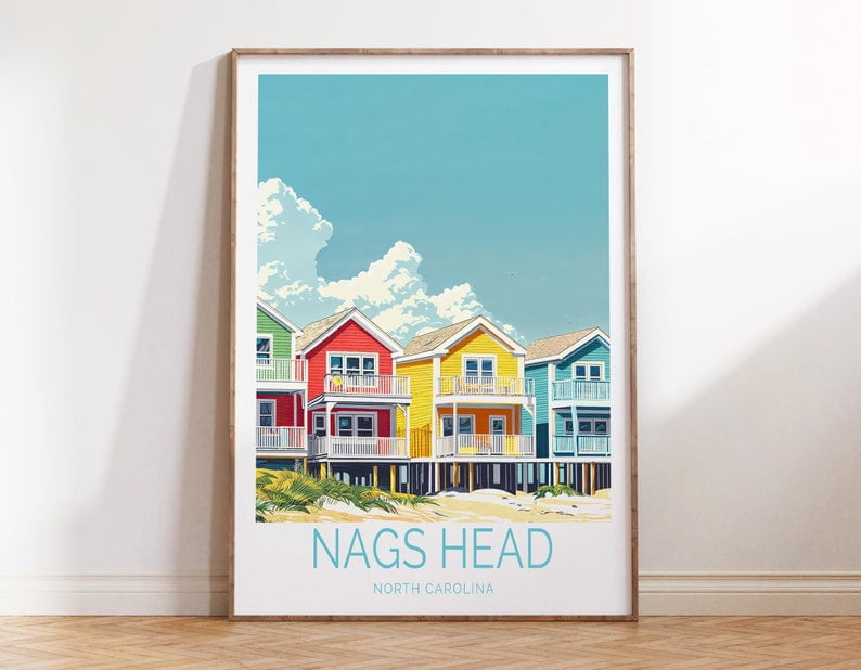 Nags Head North Carolina Poster – Wall Art, Nags Head Print, City ...