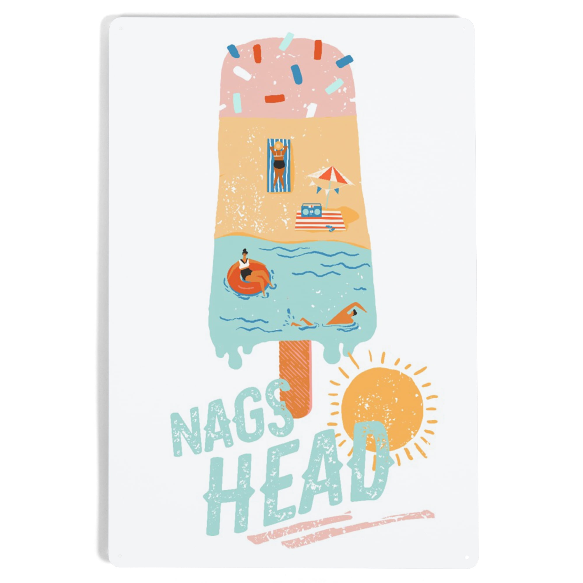 Nags Head, North Carolina, Summer Ice Cream Scene (12x18 Aluminum Art ...