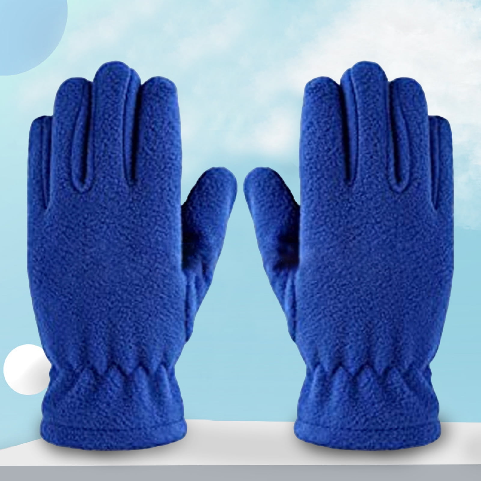 Naierhg 1 Pair Children Gloves Fleece Solid Color Five Fingers Thermal ...