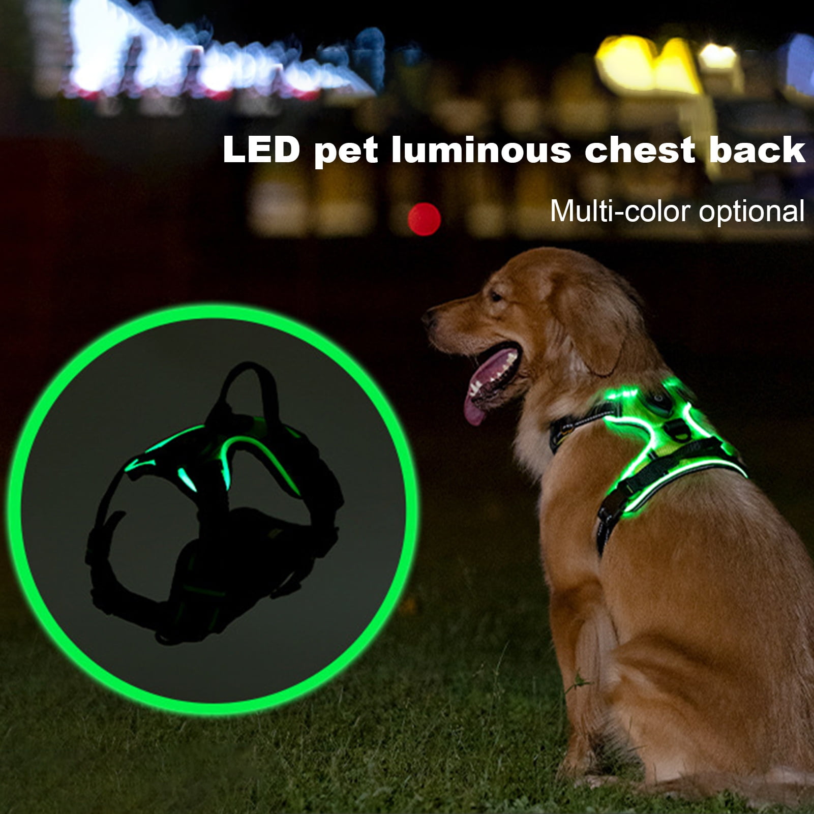 Naierhg 1 Set Luminous Pet Harness Rechargeable LED Lighted Dog Harness ...