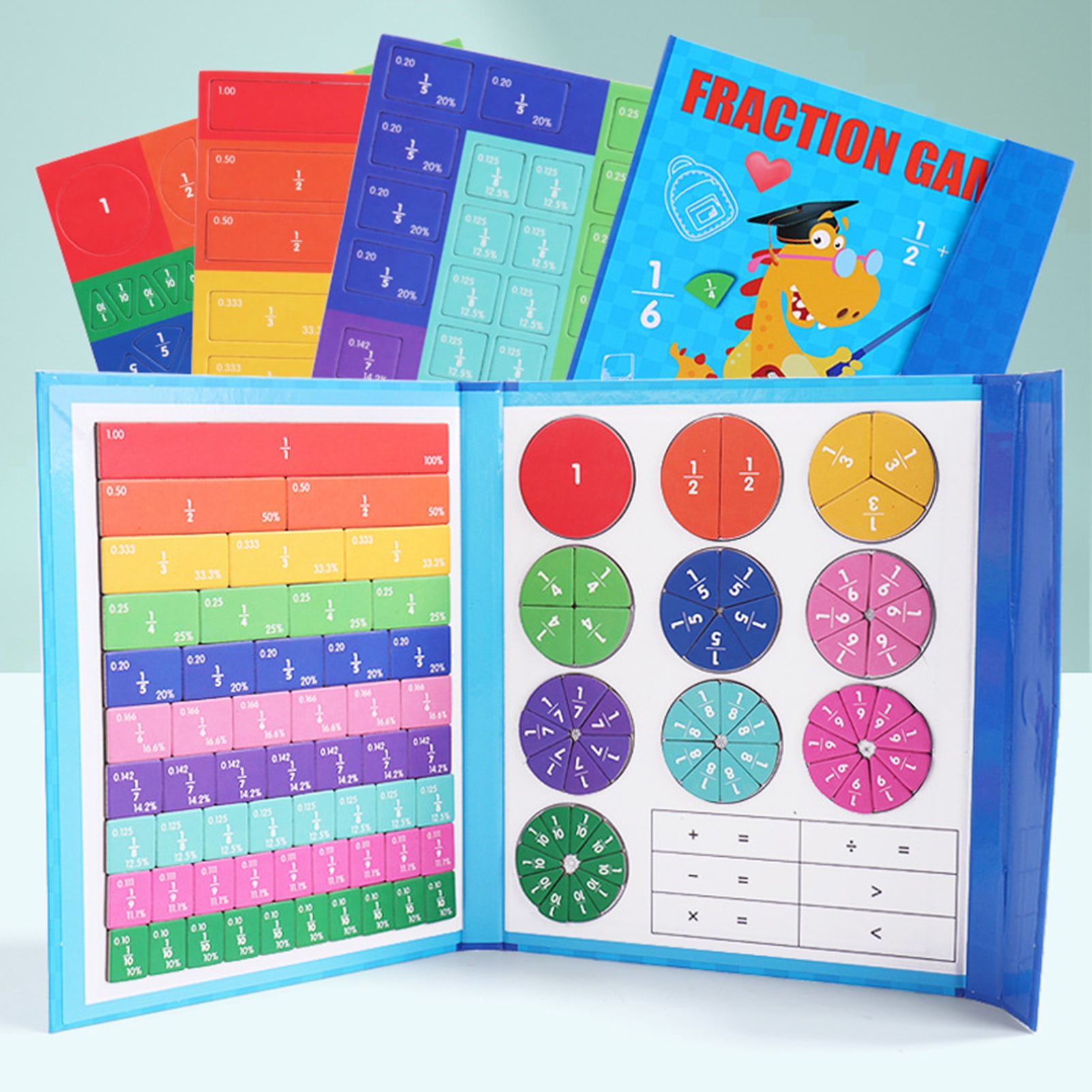 Naierhg 1 Set Mathematics Toy Fraction Tiles Circles Set Magnetic Math ...