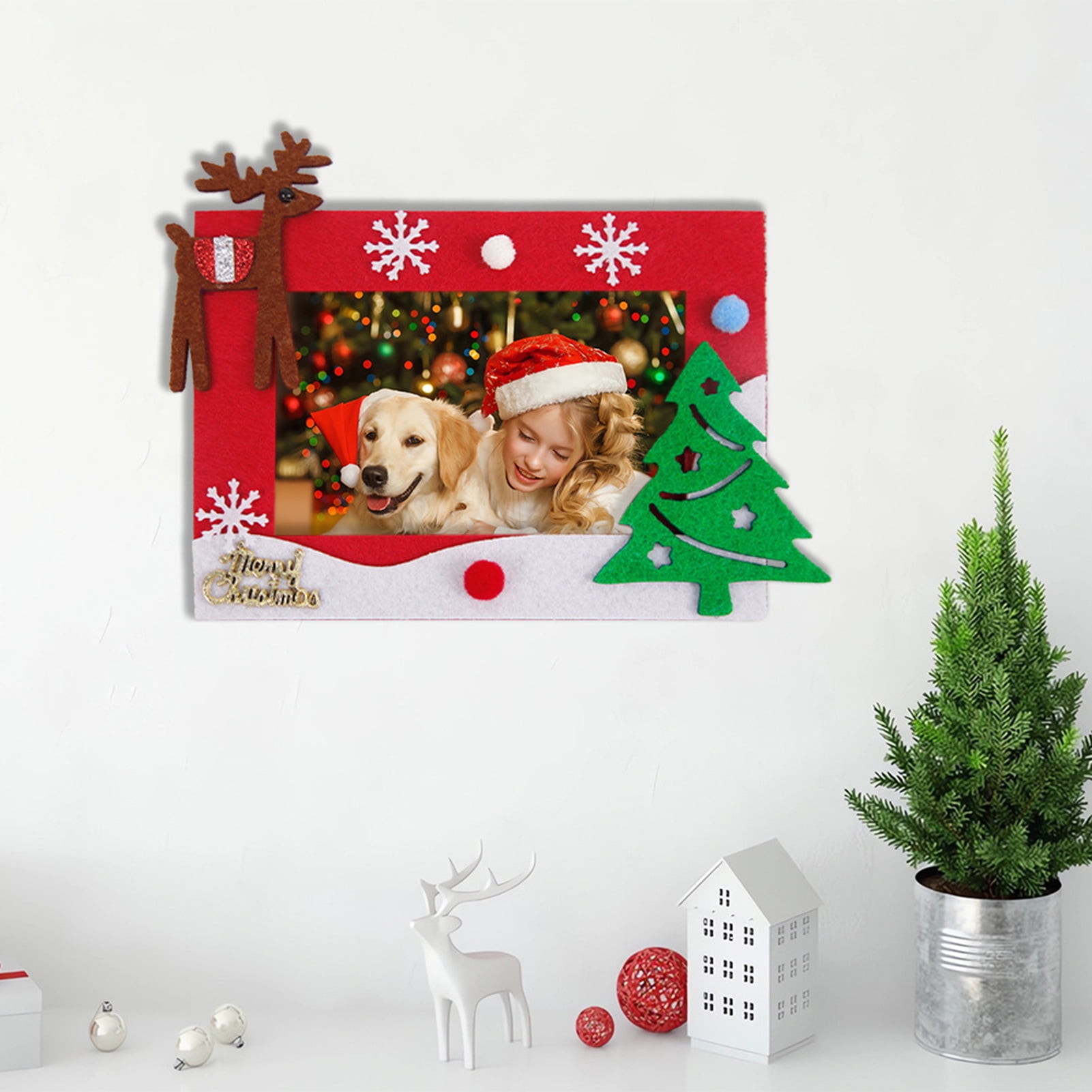 Naierhg 1 Set Photo Frame Eye-Catching Xmas Trees Santa Claus Decor ...