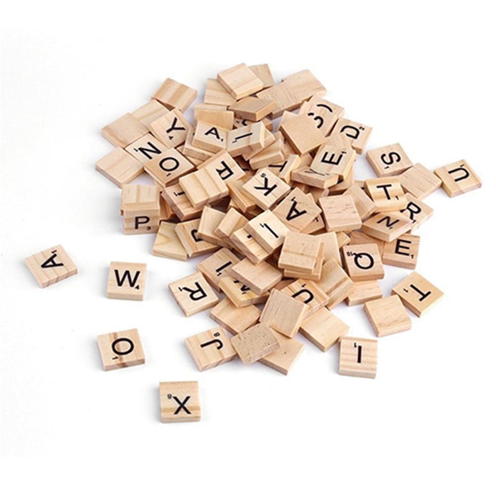 Naierhg 100Pcs Wooden Alphabet Tiles Letter Number Bolcks DIY Crafts ...