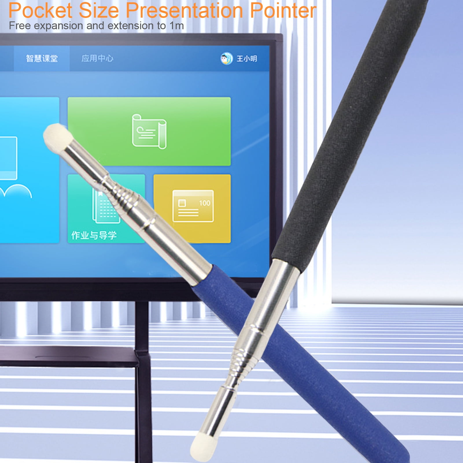 Naierhg 1m Pointer Pen Telescopic Felt Nib Hand Lanyard Stainless Steel ...