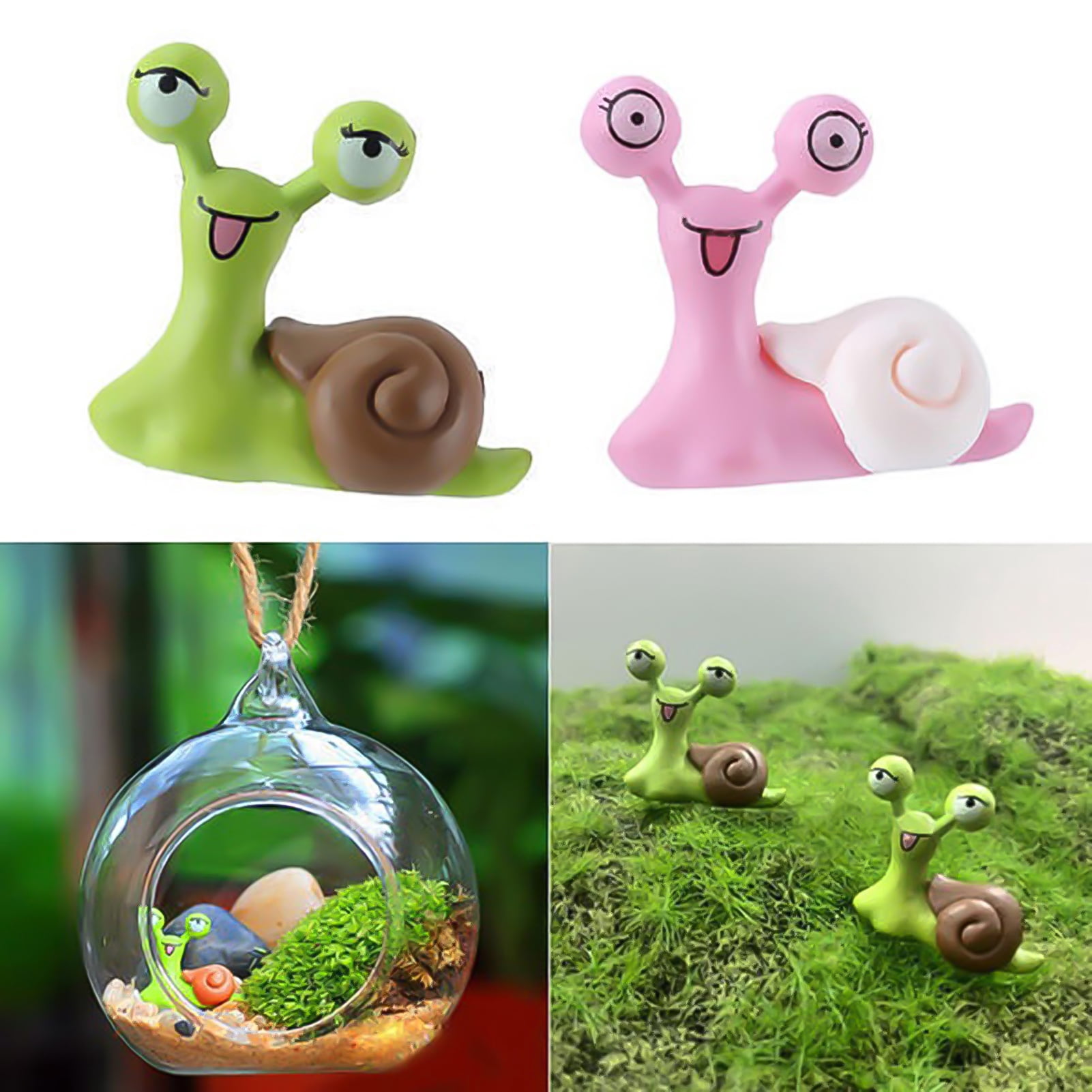 Naierhg 2 Pcs Garden Ornament Snail Shape No Fade Plastic Snail Fairy ...