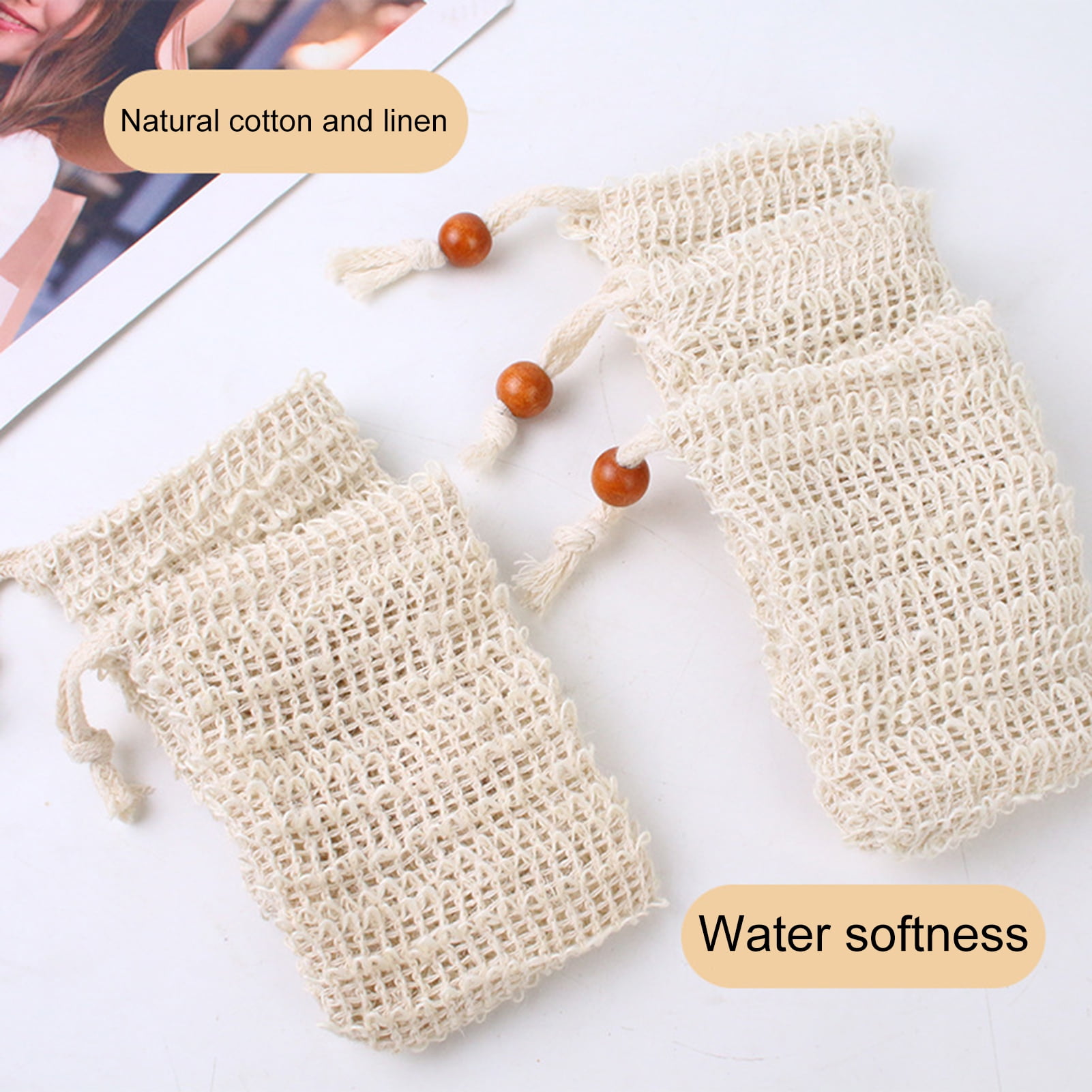 Naierhg 20Pcs Soap Saver Bag Cotton Linen Bubble Net with Drawstring ...