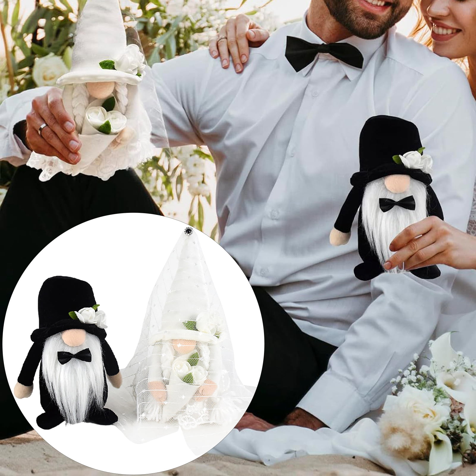 Naierhg 2Pcs/Set Bride Groom Doll Lace Design Bendable Arm Cloth Nose ...