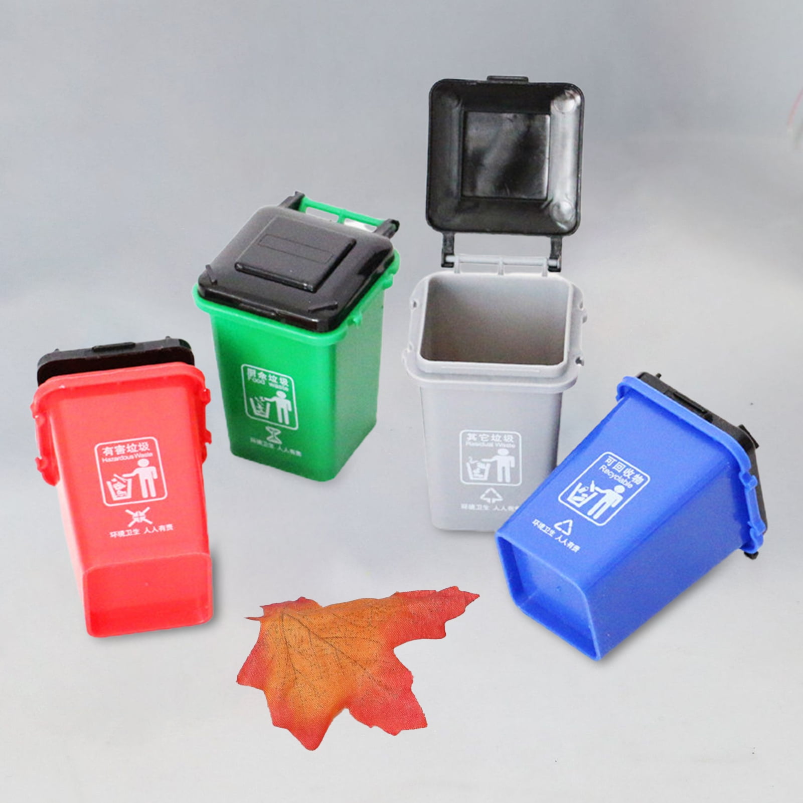 Naierhg 4Pcs Miniature Trash Cans Realistic DIY High Simulation Pretend ...