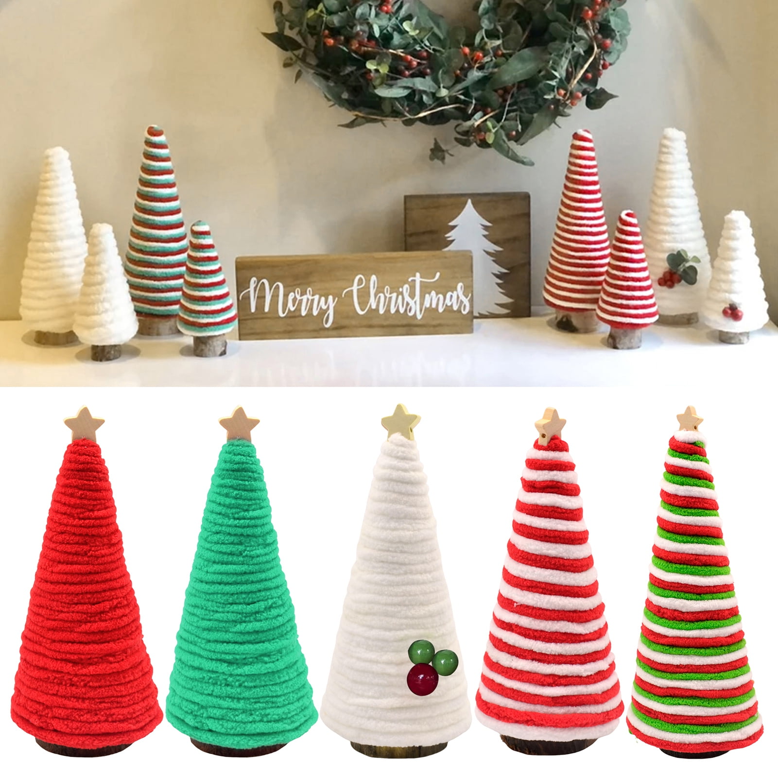 Naierhg Candy Cane Christmas Tree Ornament Mini Swirl Bottle Brush ...