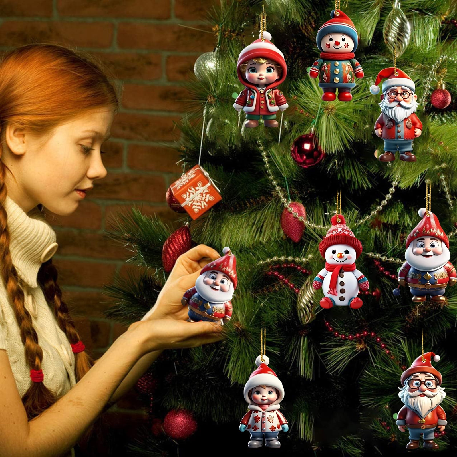 Naierhg Christmas Ornaments Cartoon Snowman/Santa Xmas Tree Hanging ...