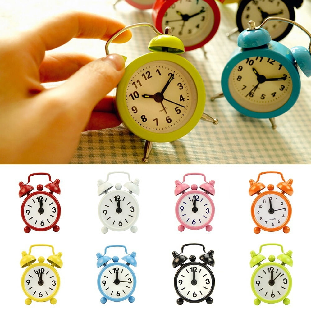 Naierhg Classic Home Cute Battery Operated Analog Mini Round Bedside ...