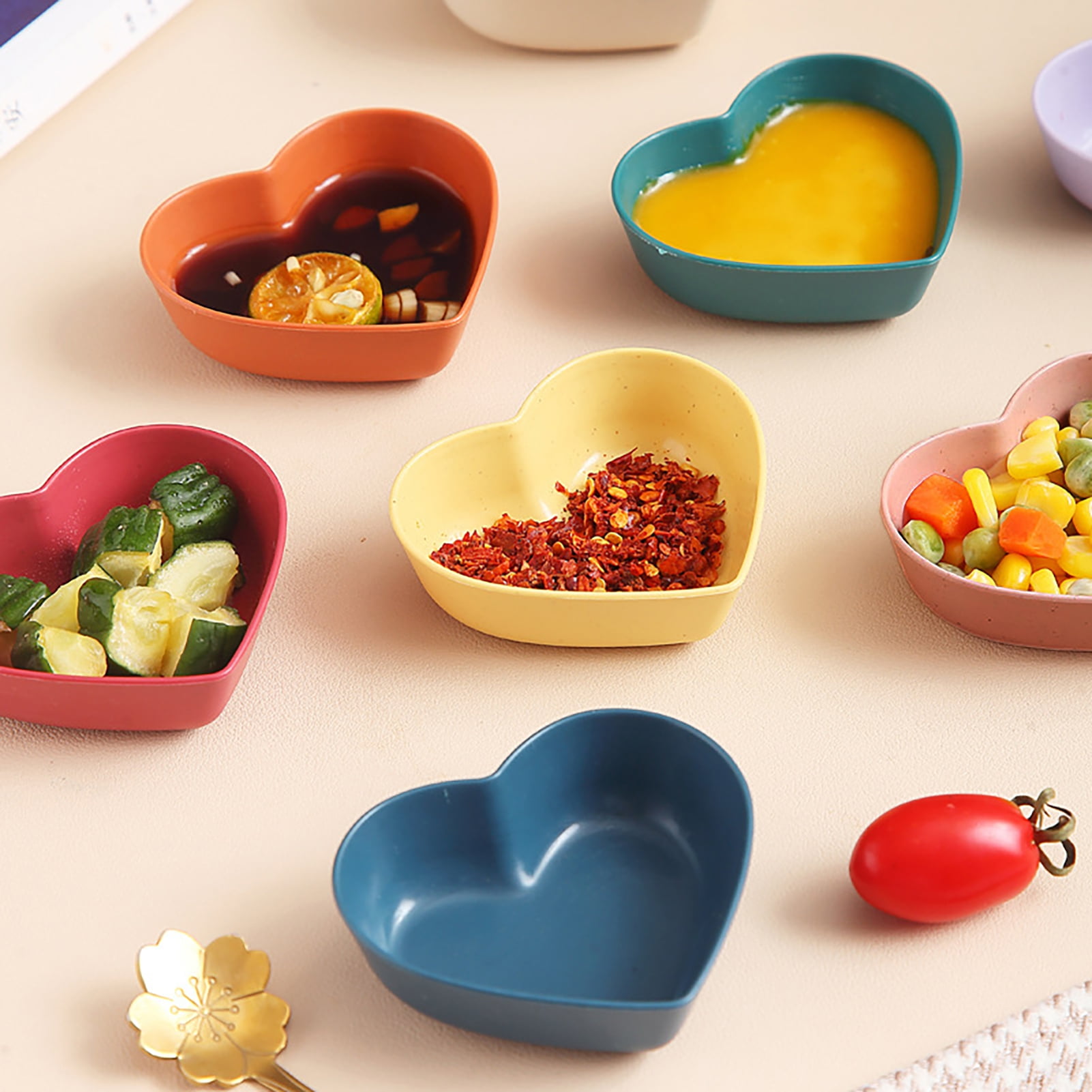 Naierhg Dessert Dish Heart-shaped Stackable Drop Resistant Washable ...