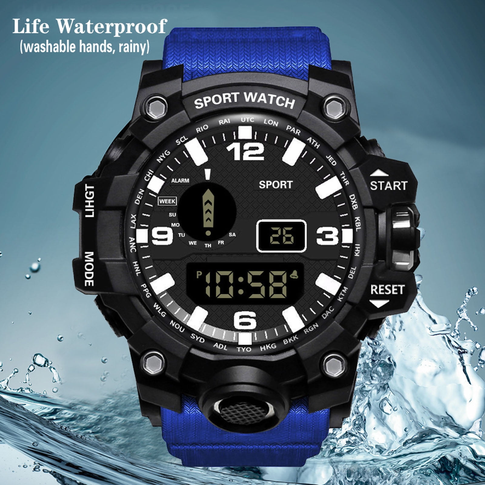 Naierhg Digital Watch Week Display Date Precise Portable LED Stopwatch ...
