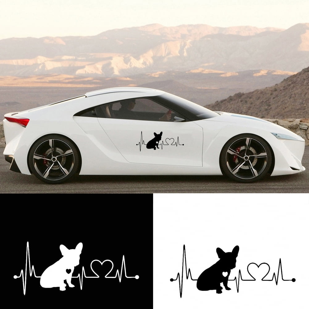Naierhg French Bulldog Heartbeat Car Bumper Window Sticker Reflective ...