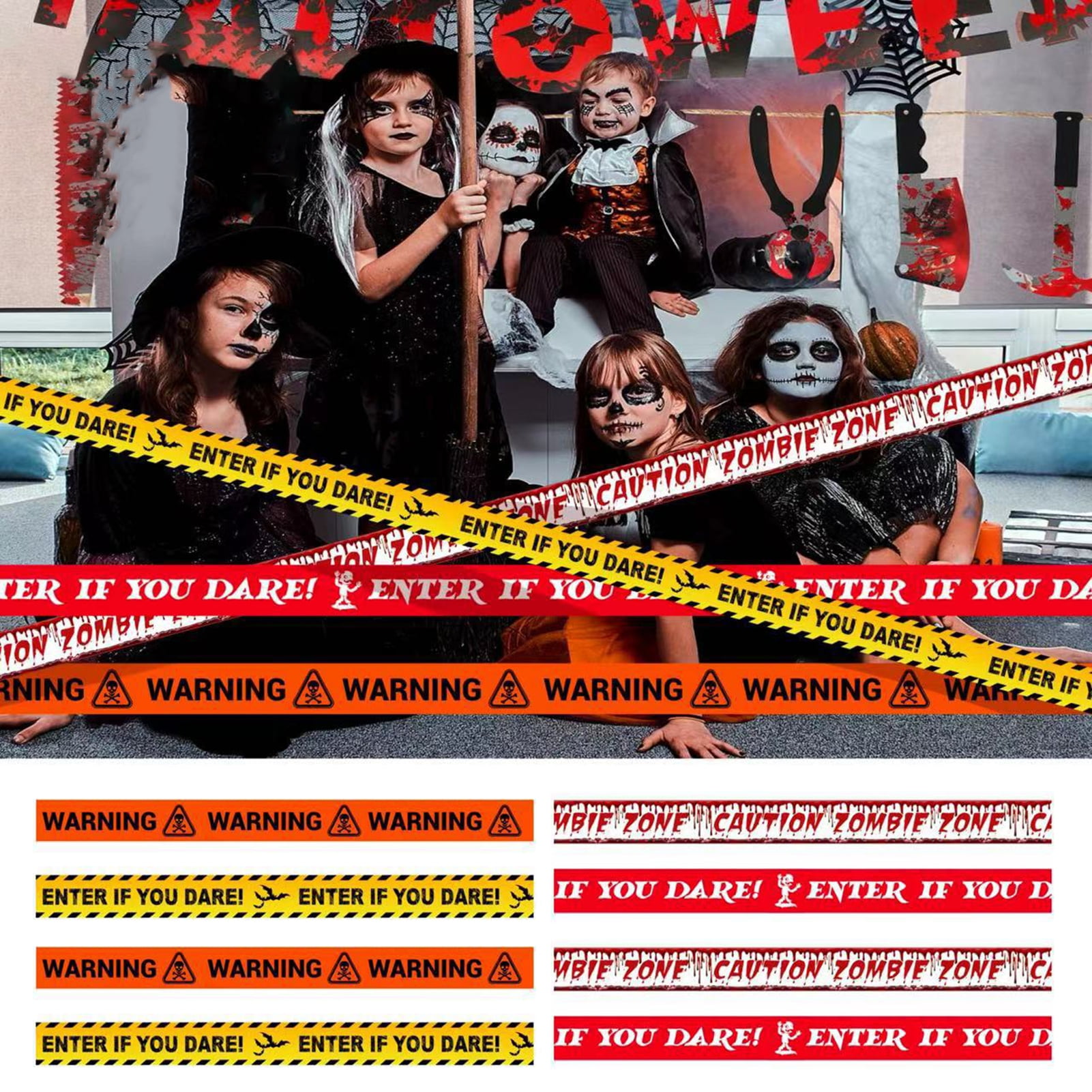 Naierhg Halloween Warning Tape Outdoor Danger Warning Line Decoration ...