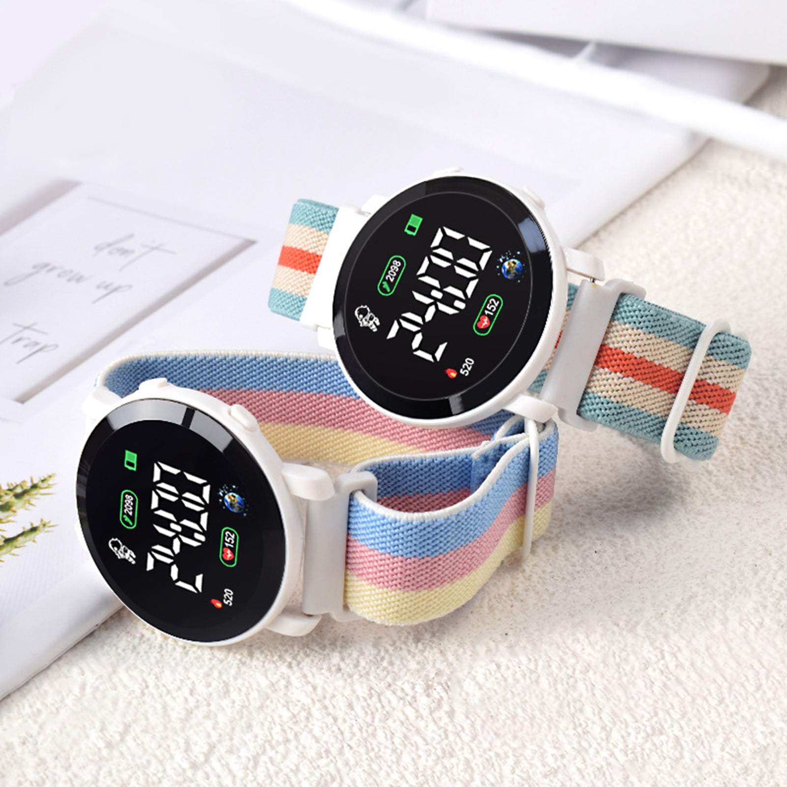 Naierhg LED Electronic Watch Elastic Band Multifunctional Luminous ...