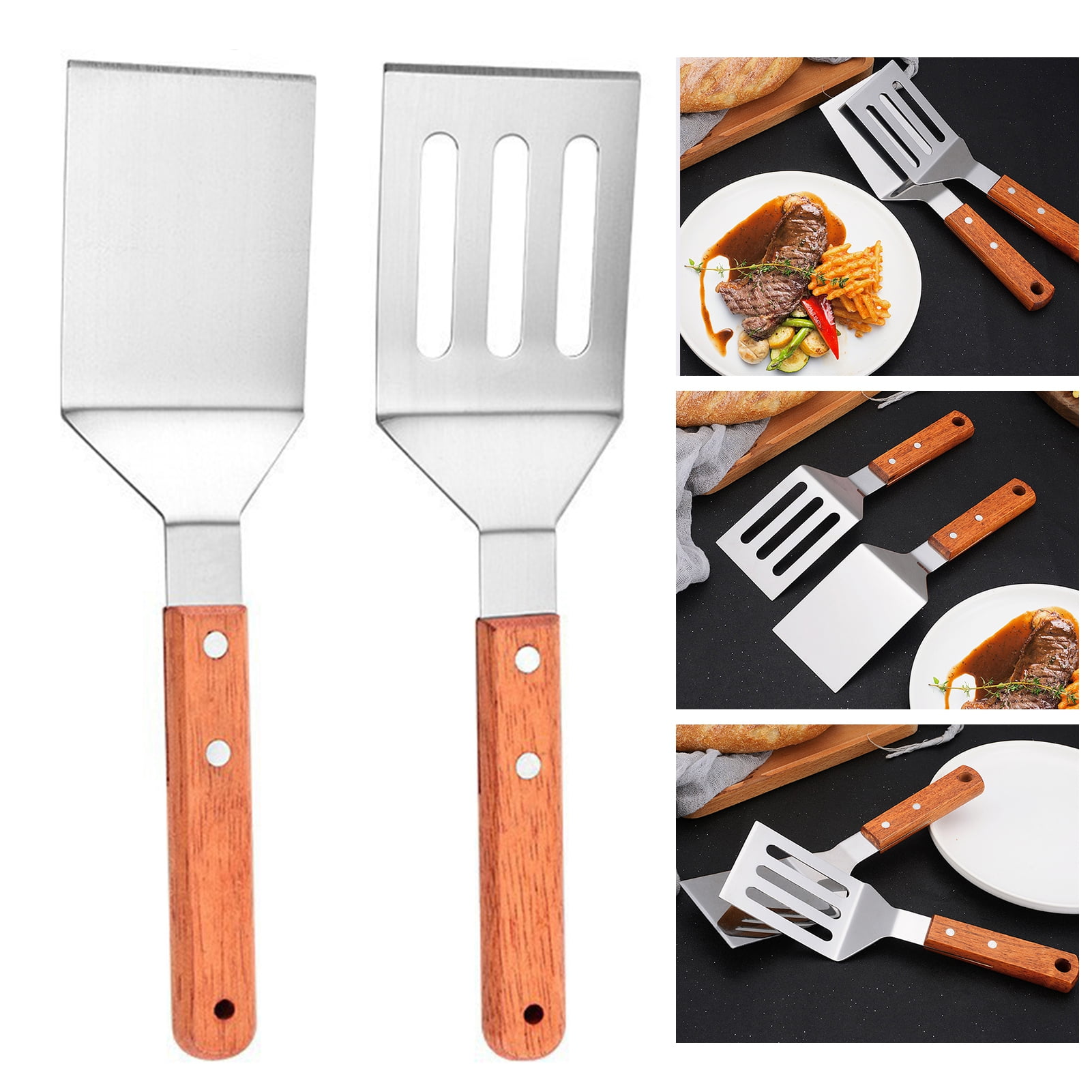 Naierhg Professional Stainless Steel Frying Spatula with Beveled Edge ...